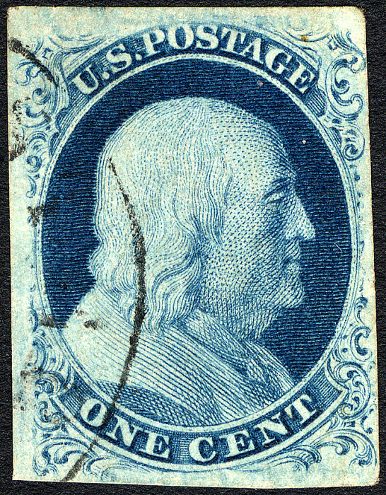 Benjamin Franklin - Blue - Type IIIa - United States Postage Stamp