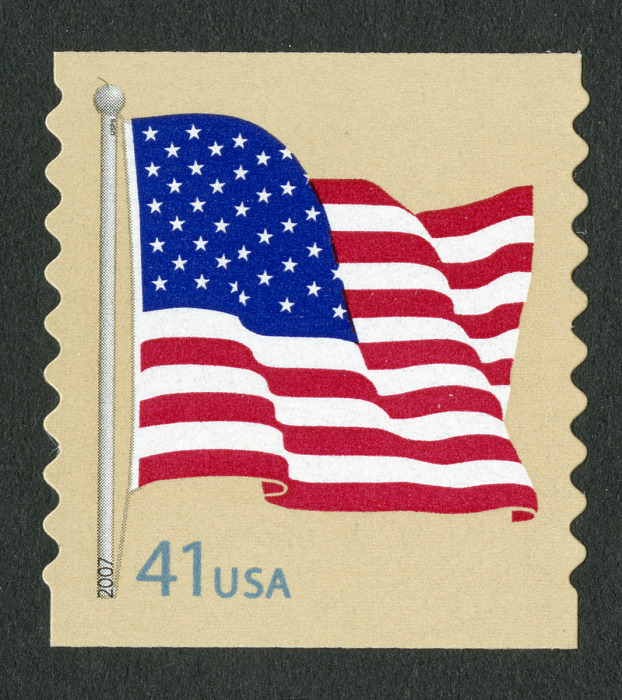 American Flag - Horizontal Imperforate - Square Corners - United States ...