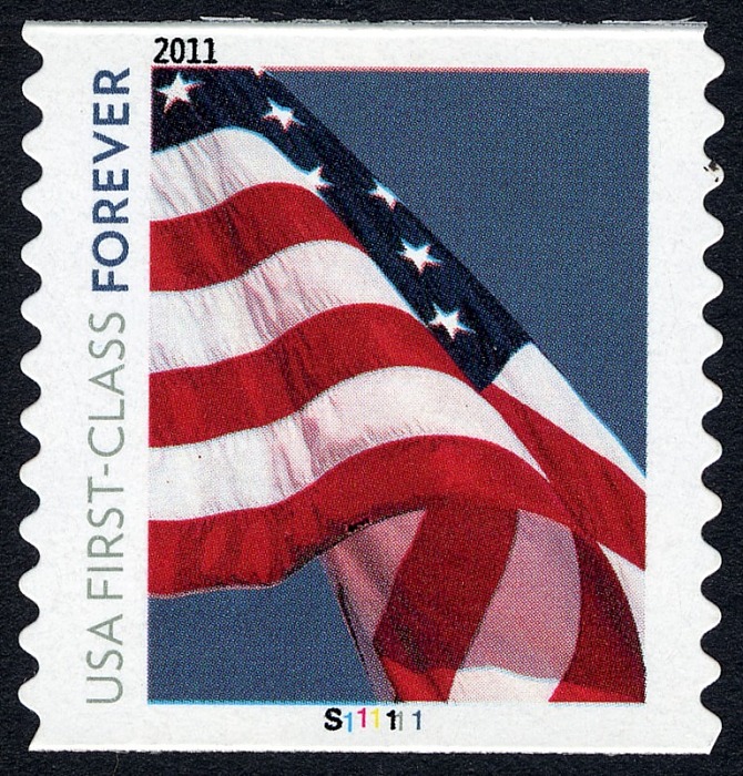 American Flag - First-Class - Horizontal Imperforate - Square Corners ...