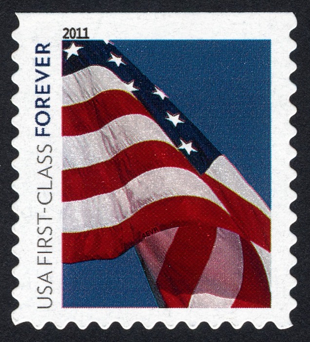 American Flag - First-Class - Horizontal Imperforate - Square Corners ...