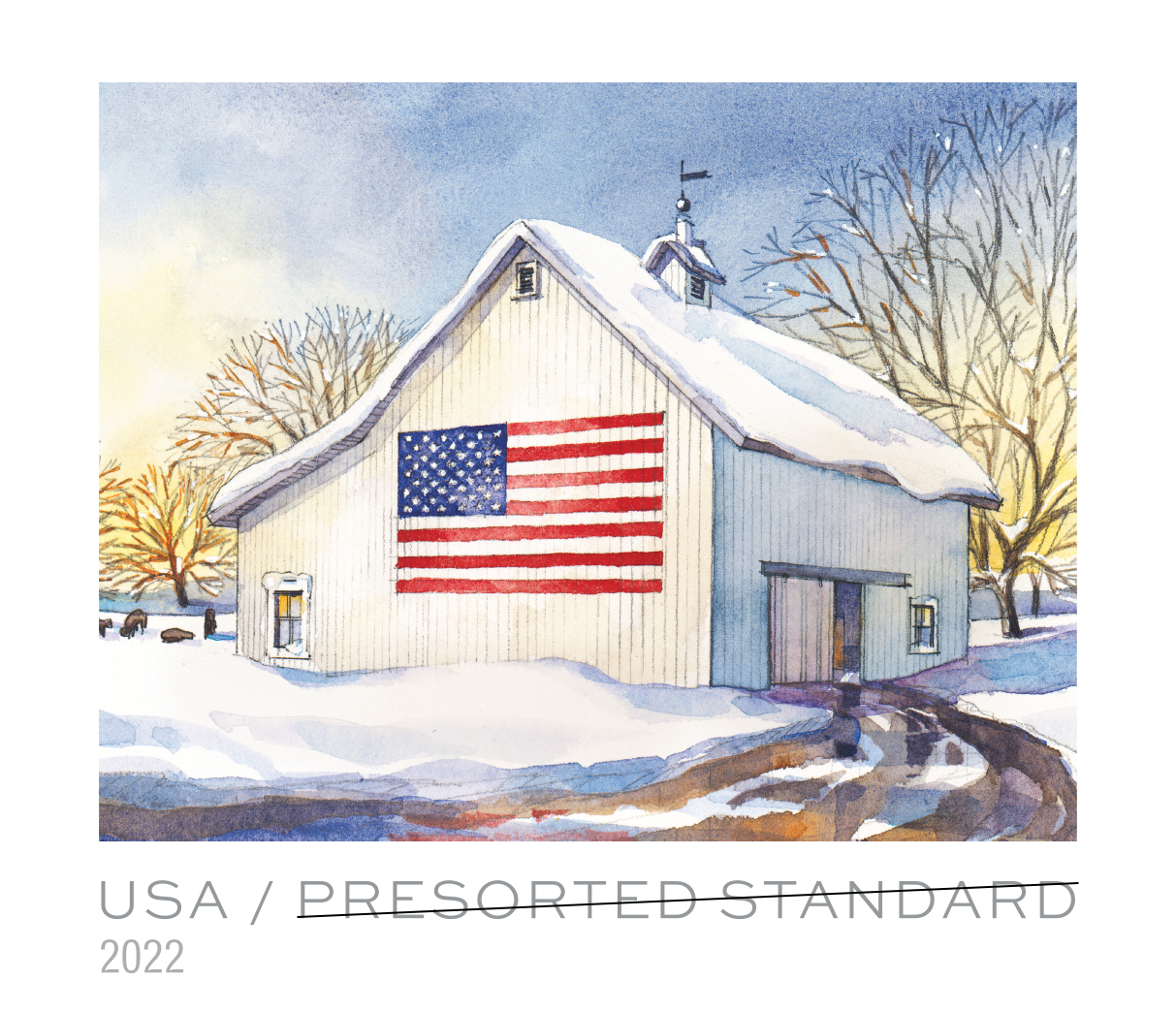 White Dairy Barn - Midwestern United States - Winter - Presorted ...
