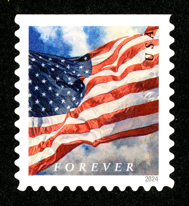 US Flag - Mostly Cloudy Sky - White Clouds - Horizontal Imperforate ...