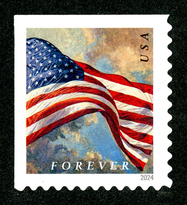 US Flag - Mostly Cloudy Sky - Dark Clouds - Horizontal Imperforate ...