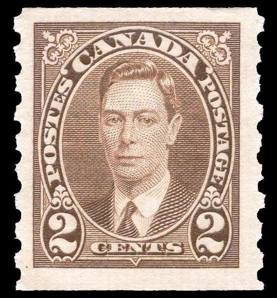 King George VI - Brown - Horizontal Imperforate - Canada Postage Stamp