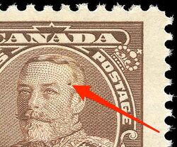 King George V - Brown - Mole On Forehead - Canada Postage Stamp