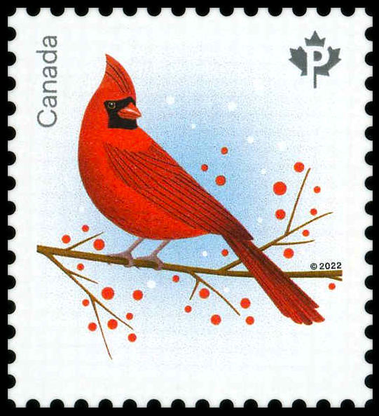 Red Cardinal - WA - Canada Postage Stamp | Holiday Birds