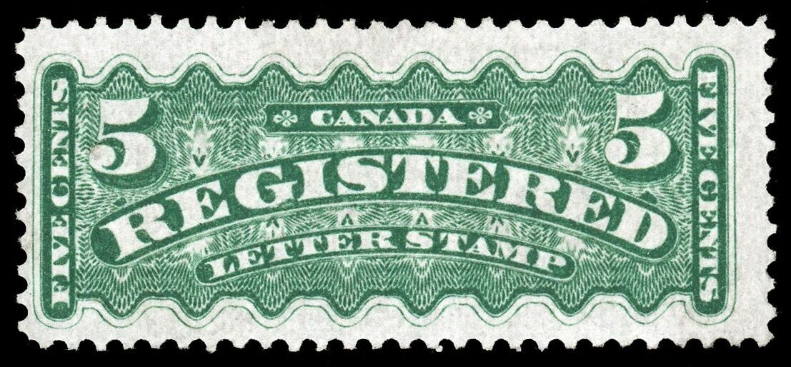 Registered Letter Stamp - Number 5 - Blue Green - Canada Postage Stamp