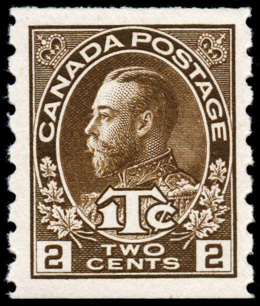 King George V - Brown - War Tax - 1Tc - Die II - Horizontal Imperforate ...